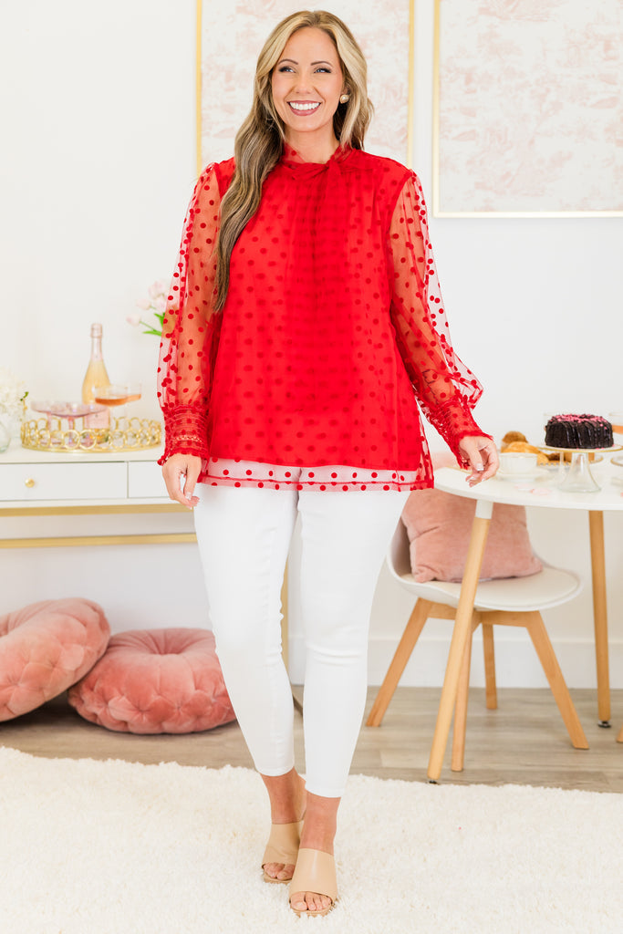 Polka Dot Darling Blouse, Red – Chic Soul