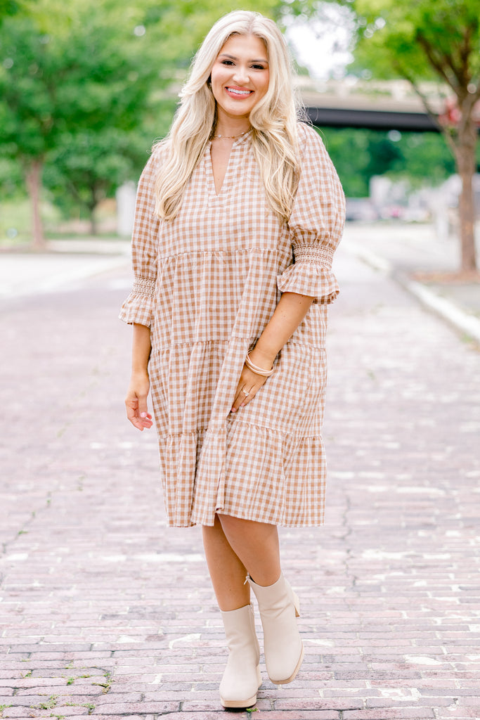 Sands Of Life Dress, Brown Gingham – Chic Soul