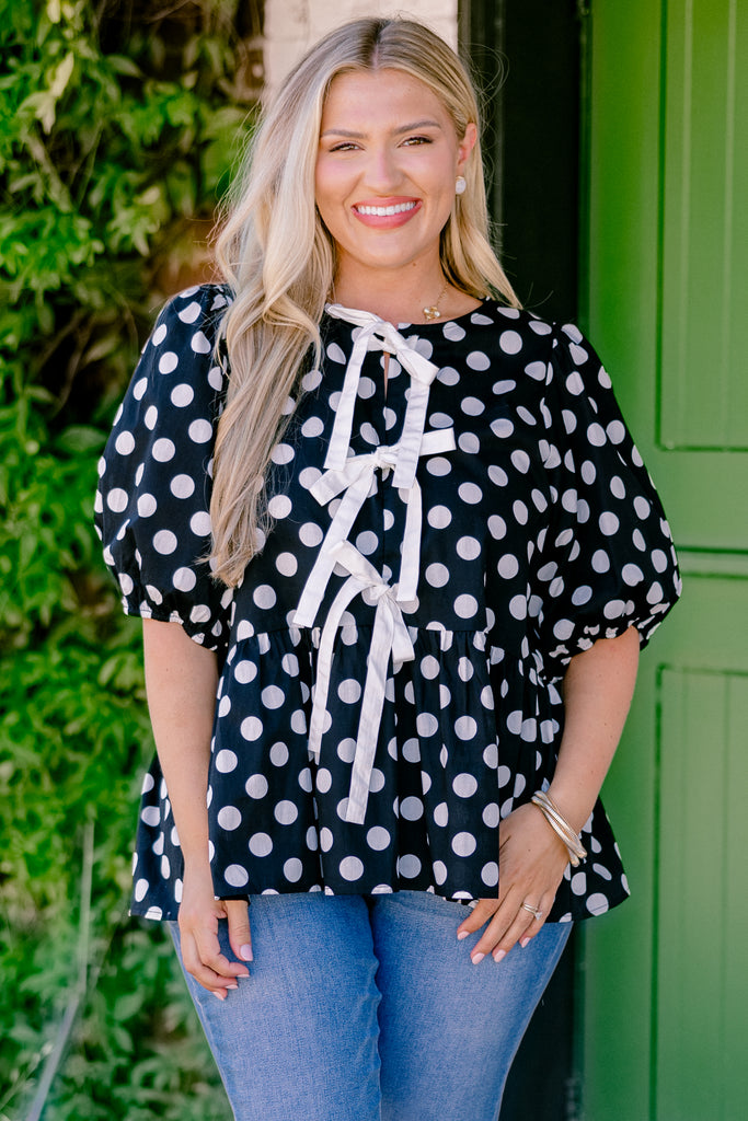 Take It Easy Now Top, Black Polka Dot – Chic Soul