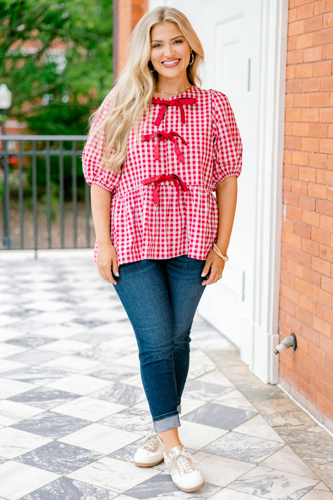 Take It Easy Now Top, Red Gingham – Chic Soul