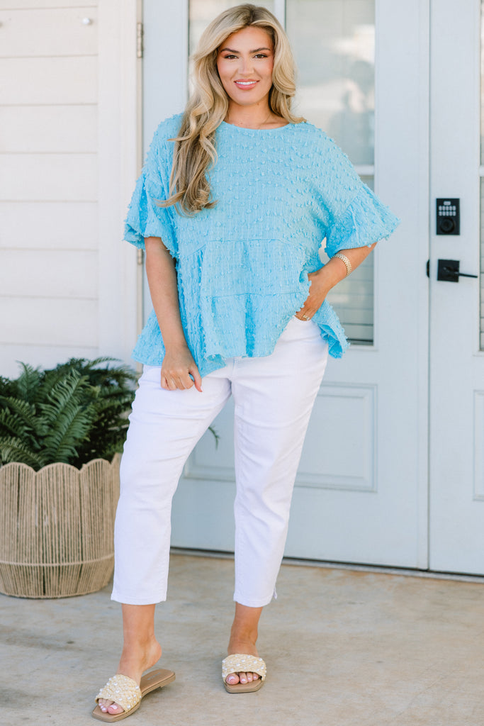A Rosy Smile Top, Blue – Chic Soul
