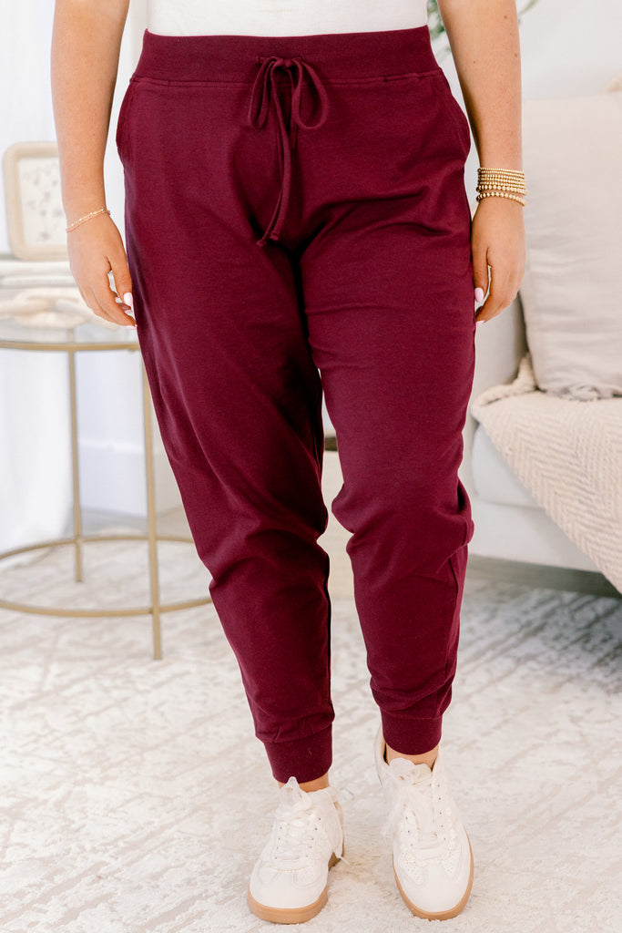 Around The World Joggers, Dark Burgundy – Chic Soul