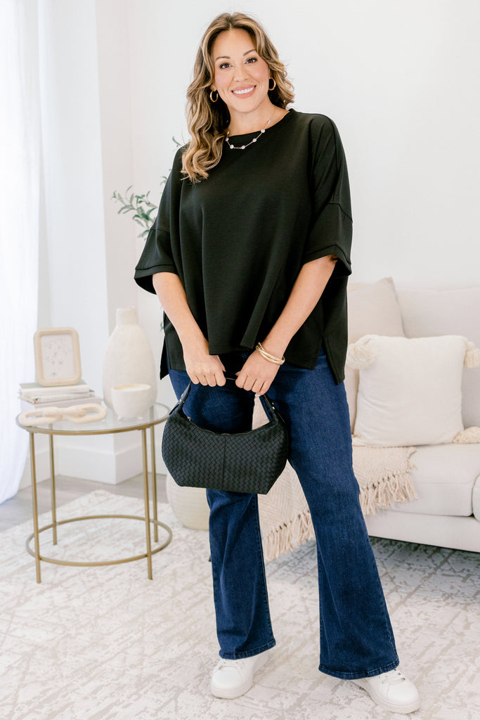 Comfortable Charm Top, Black – Chic Soul