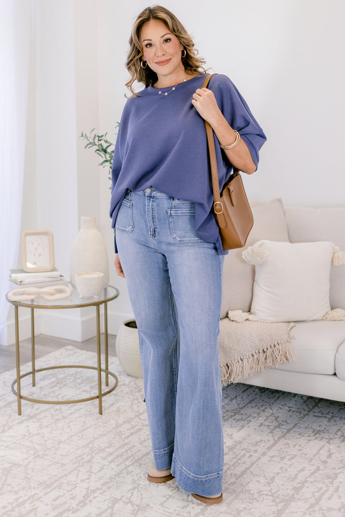 Comfortable Charm Top, Blue Indigo – Chic Soul