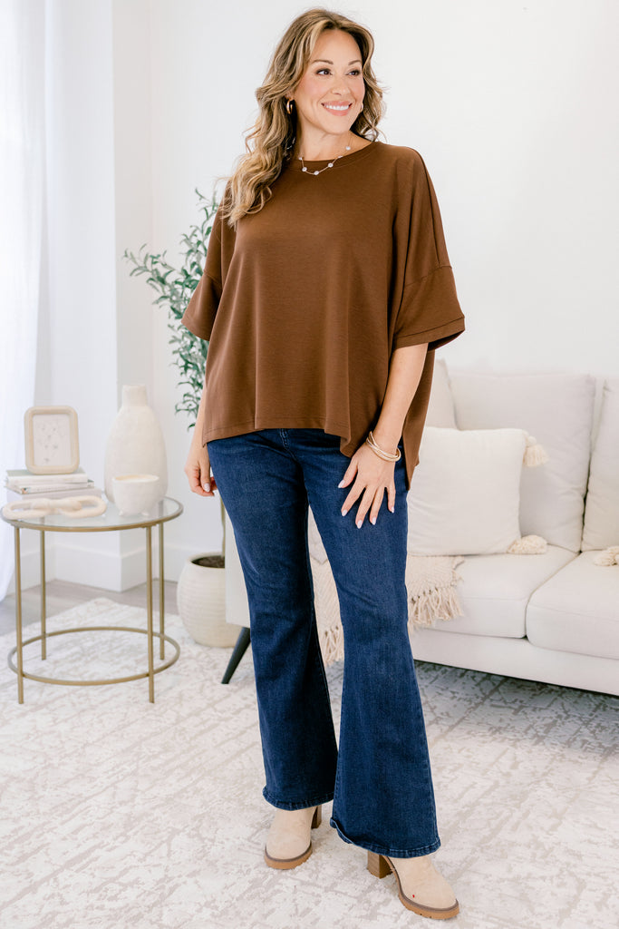 Comfortable Charm Top, Brown – Chic Soul
