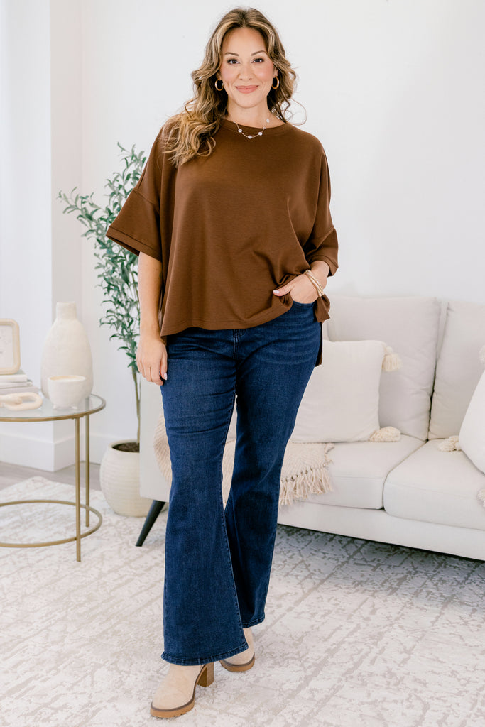 Comfortable Charm Top, Brown – Chic Soul