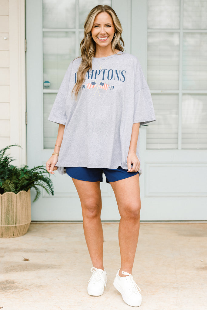 Meet Me in the Hamptons Boyfriend Tee, Heather Grey – Chic Soul