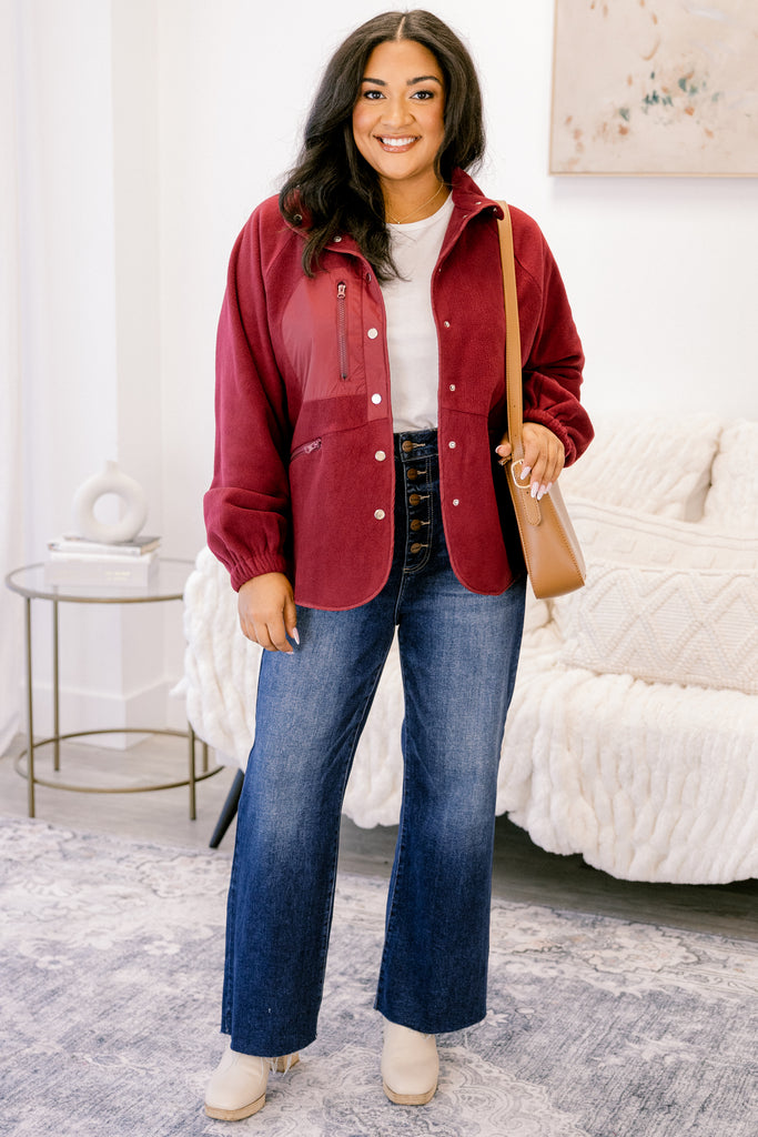 New Chapters Jacket, Burgundy – Chic Soul