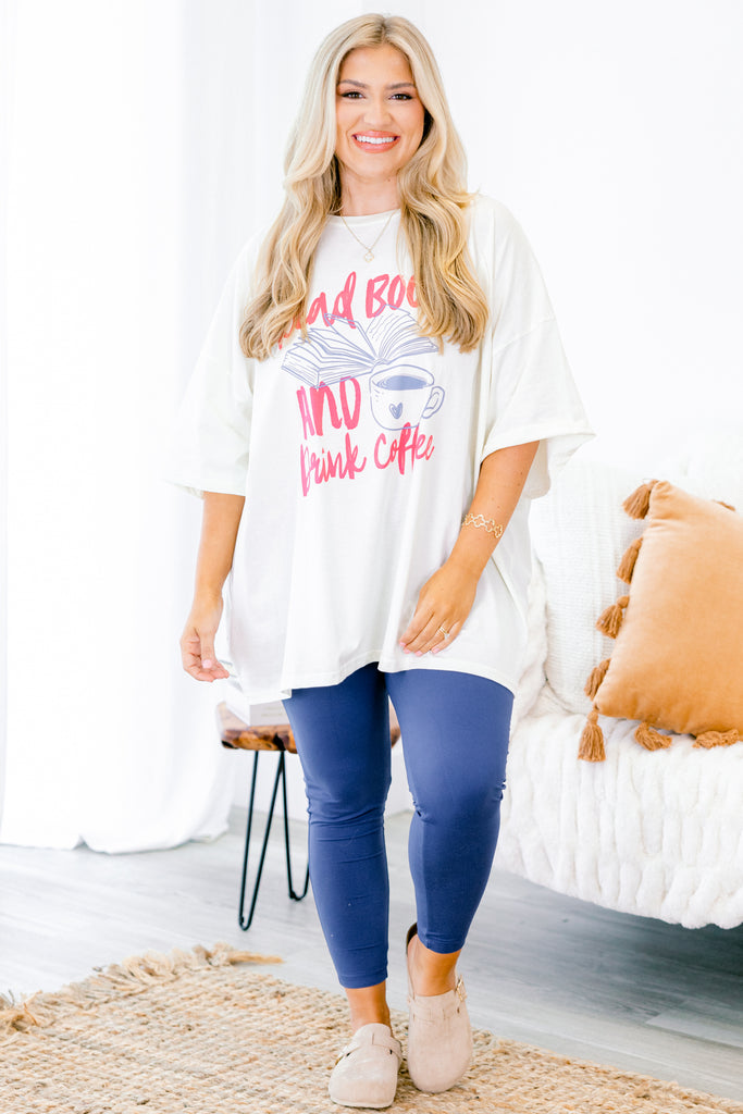 Read Books and Drink Coffee Boyfriend Tee, Ivory – Chic Soul