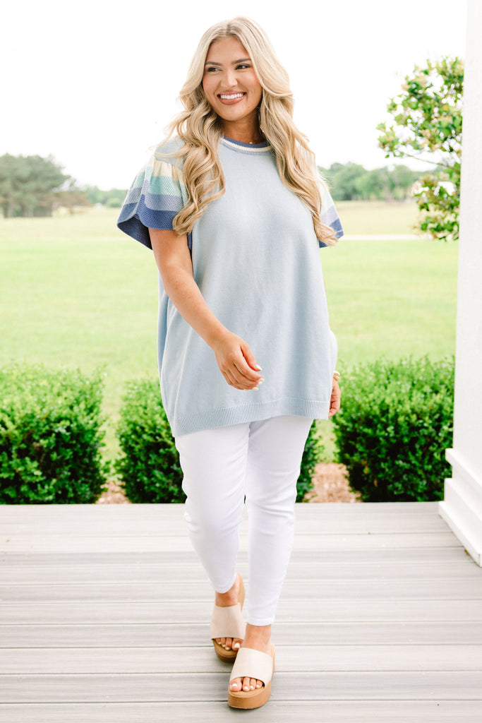 Rose Of Yesterday Sweater, Blue – Chic Soul