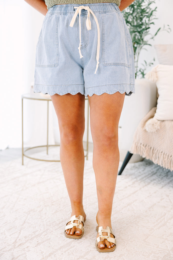 Scallop Tides Shorts, Denim – Chic Soul