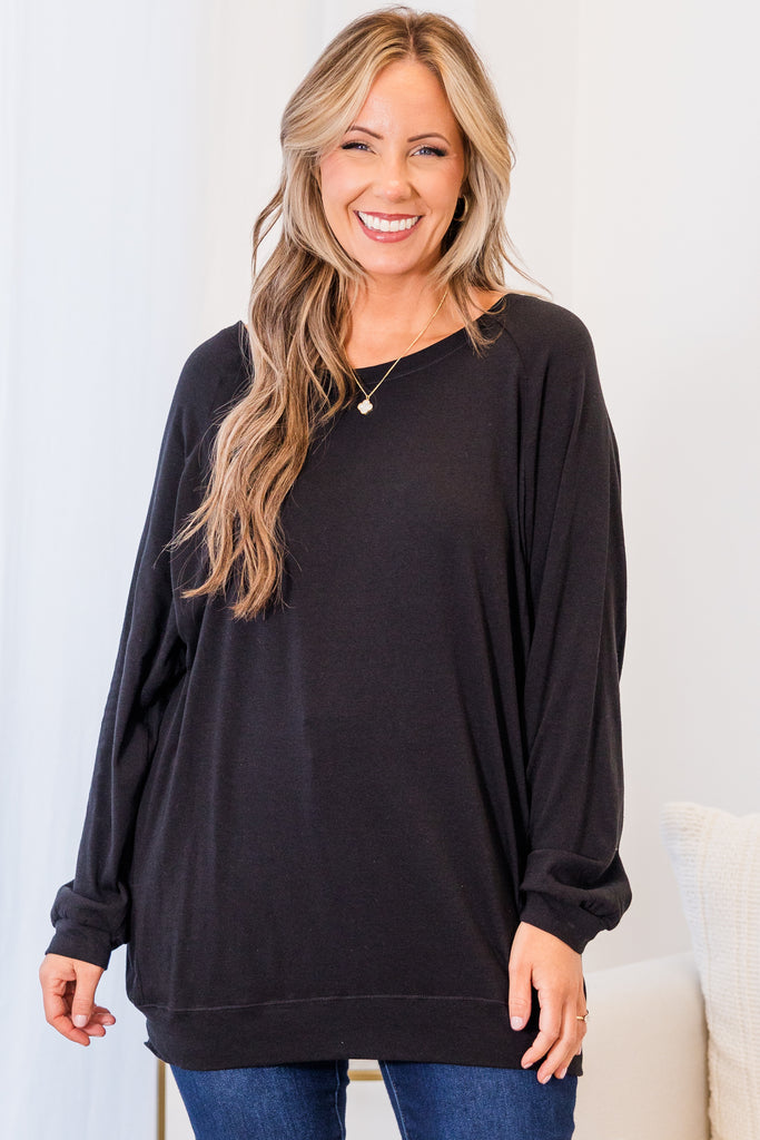 Women's Plus Size Black Long Sleeve Shirt | Chic Soul