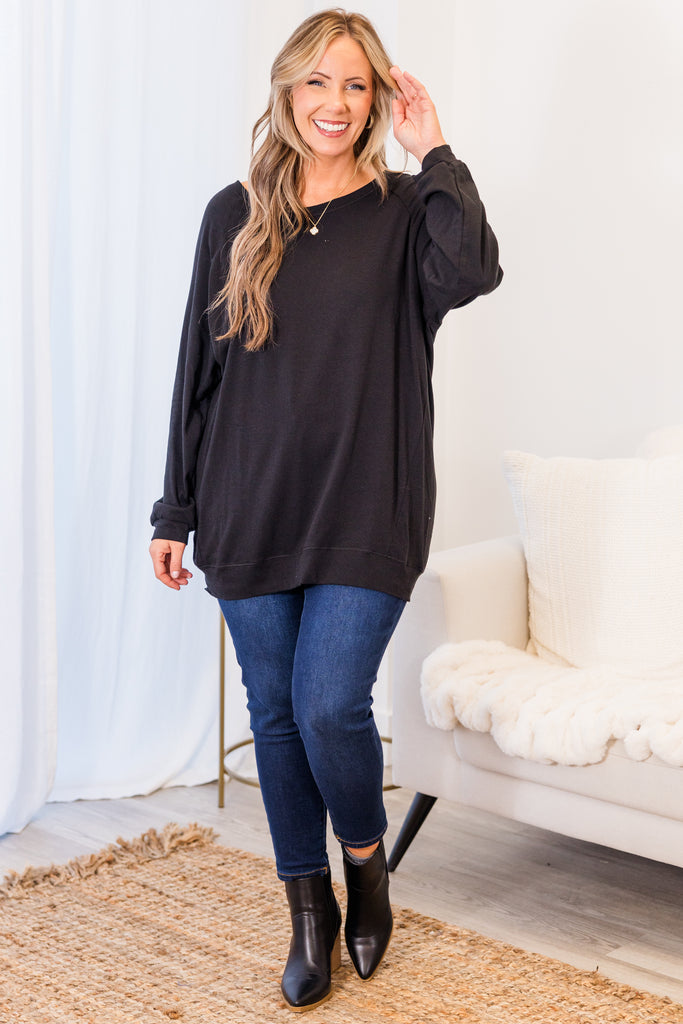 Women's Plus Size Black Long Sleeve Shirt | Chic Soul