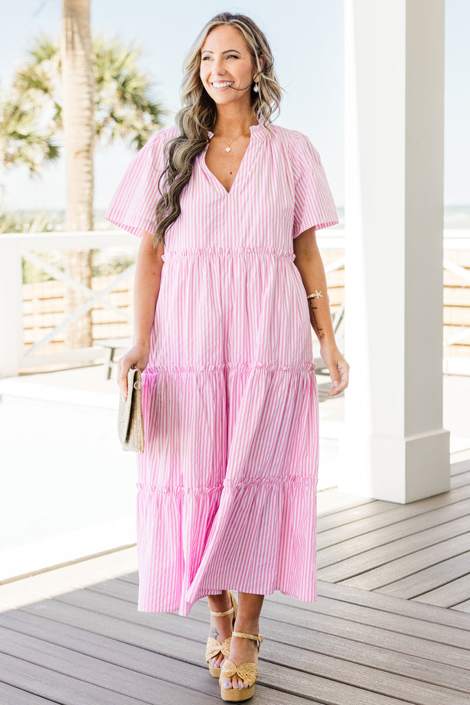 Straight Shot Dress, Pink Stripe – Chic Soul