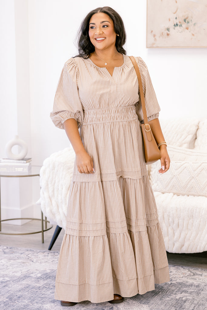 The Clear Choice Dress, Brown Stripe – Chic Soul