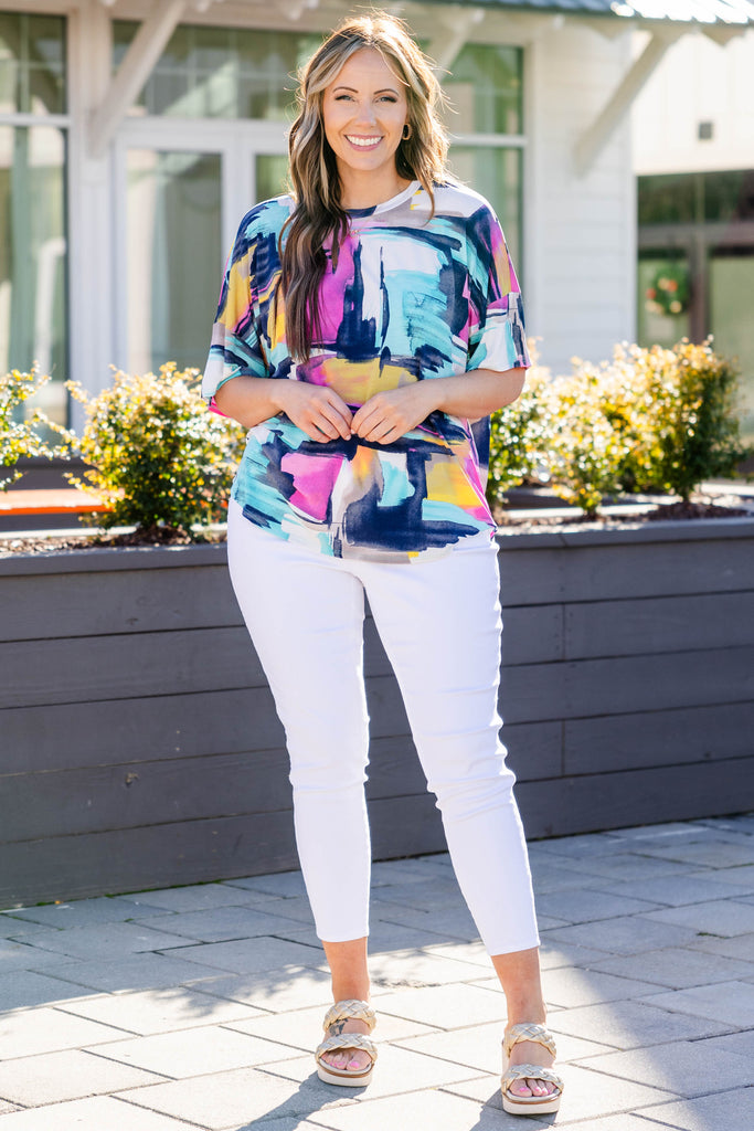 Vibrant Feelings Top, Jade-Magenta – Chic Soul