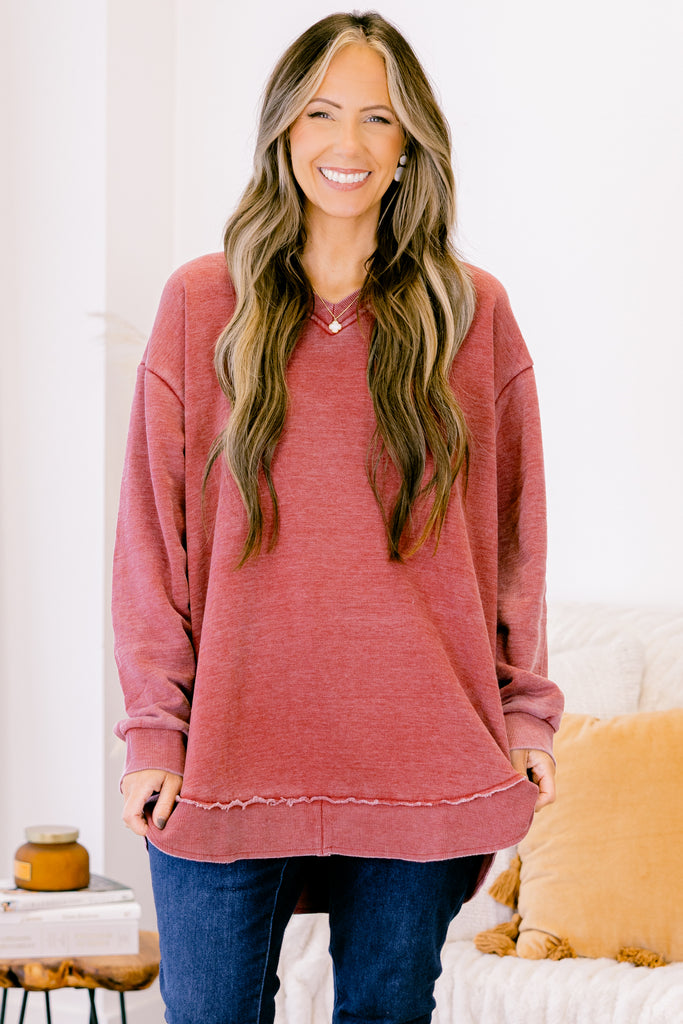 Warm Embrace Pullover, Wine Red – Chic Soul