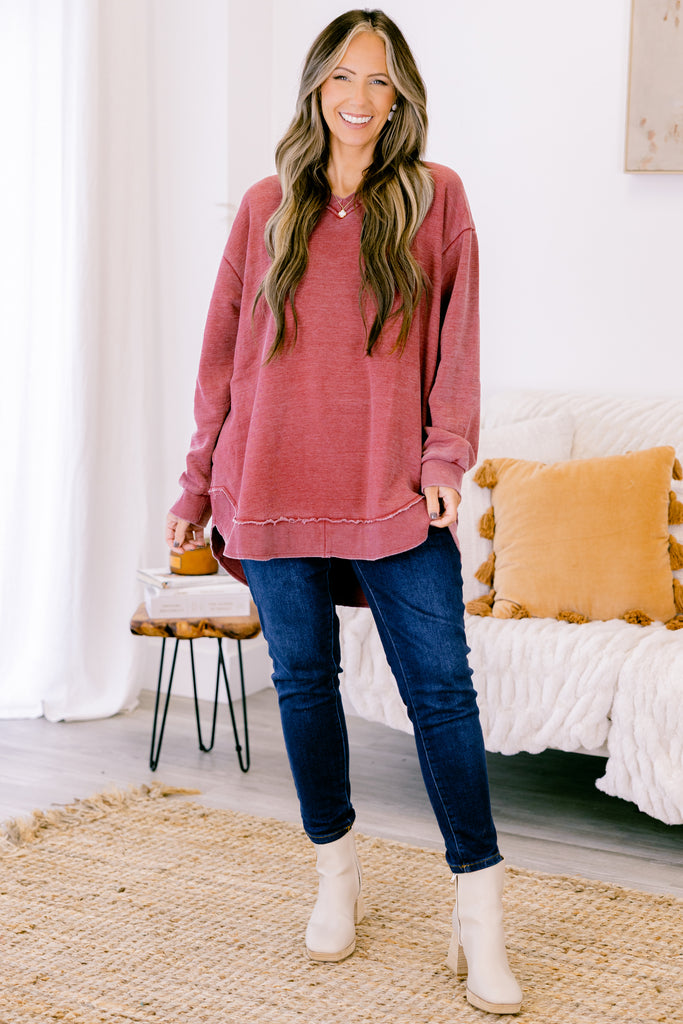 Warm Embrace Pullover, Wine Red – Chic Soul