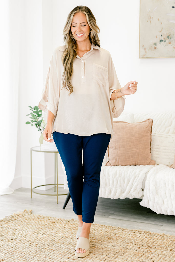 Whirlwind Weekend Top, Taupe – Chic Soul