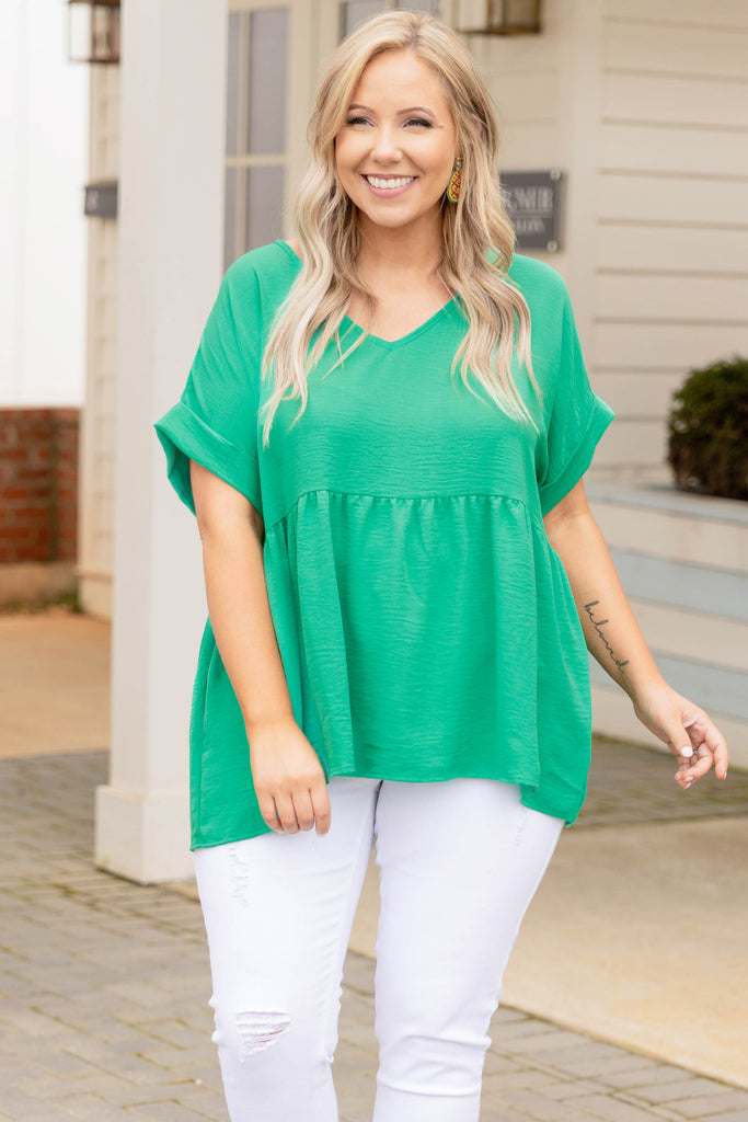 Wide Eyed Gaze Top, Kelly Green – Chic Soul